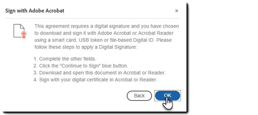 Téléchargement et signature avec un certificat Acrobat